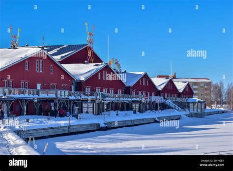 Lulea Sweden Panorama City Norrbottens Teater Sunny Winter Day Lulea