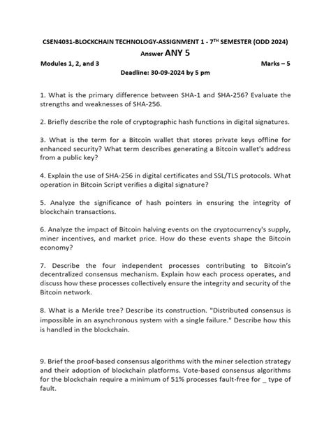 Csen4031 Bct Assignment 1 Pdf Bitcoin Computer Science