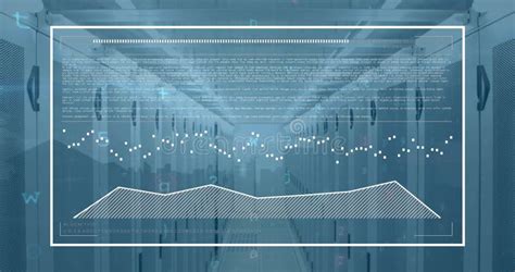 Animation Of Graphs Loading Bars Over Data Server Room Stock Video
