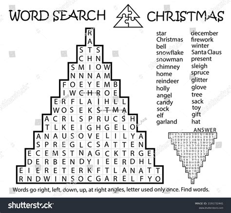 Zigzag Word Search Puzzle Christmas Tree Stock Vector Royalty Free 2191732441 Shutterstock