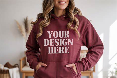 Gildan 18500 Maroon Hoodie Mockup 9 Graphic By Maven Mockup · Creative