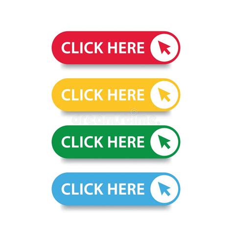 Click Here Button With Arrow Pointer Clicking Icon Click Here Vector Web Button Stock Vector