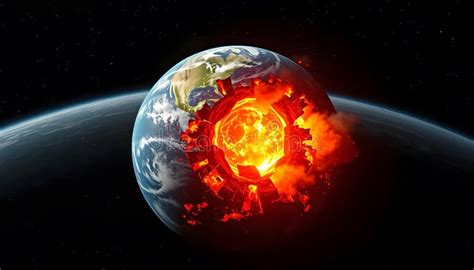 A Concept Of Planet Earth Exploding And Visible From Space Generated By Ai Stock Illustration