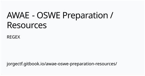 REGEX AWAE OSWE Preparation Resources