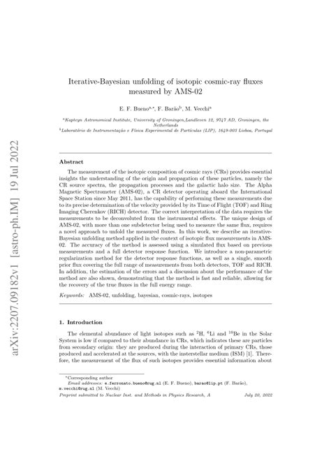 Pdf Iterative Bayesian Unfolding Of Isotopic Cosmic Ray Fluxes