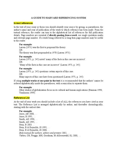 A Guide To Harvard Referencing System Pdf Academic Journal Act Of Parliament