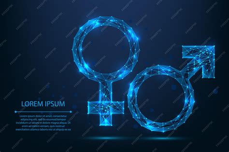 Абстрактная линия сетки и точечные мужские и женские символы Низкополигональная каркасная секс