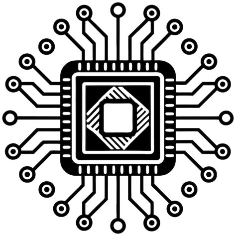 Black And White Illustration Of A Circuit Board With A Central Processor Premium Ai Generated