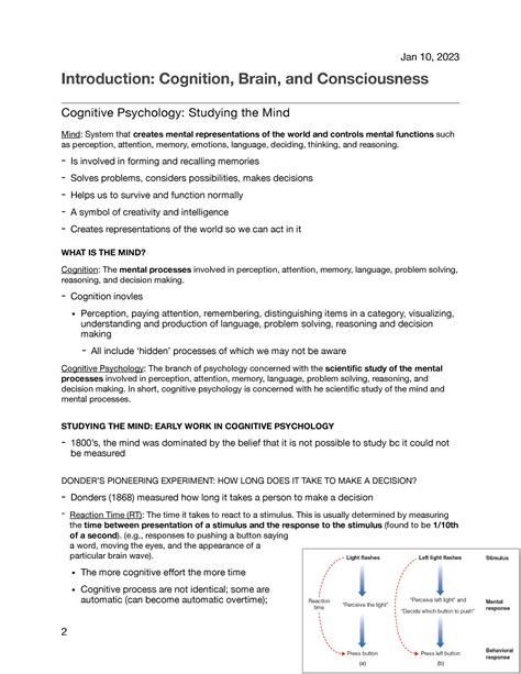 Intro Cognition Brain And Consciousness 1 Psyc 3580 Introduction Cognition Brain And