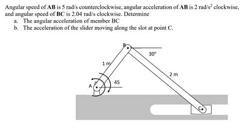 solved angular speed of ab is 5 rad s counterclockwise