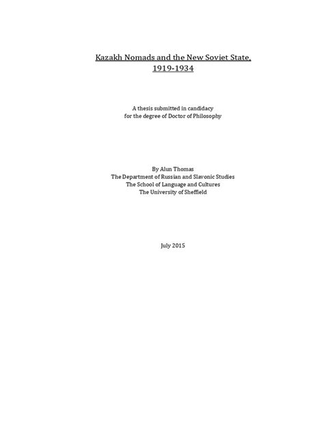 Alun Thomas Kazakh Nomads And The New Soviet State 1919 1934 Pdf