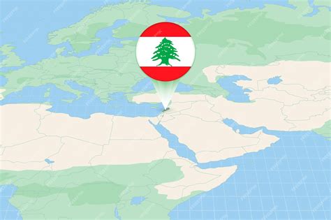 Ilustração Do Mapa Do Líbano Com A Bandeira Ilustração Cartográfica Do