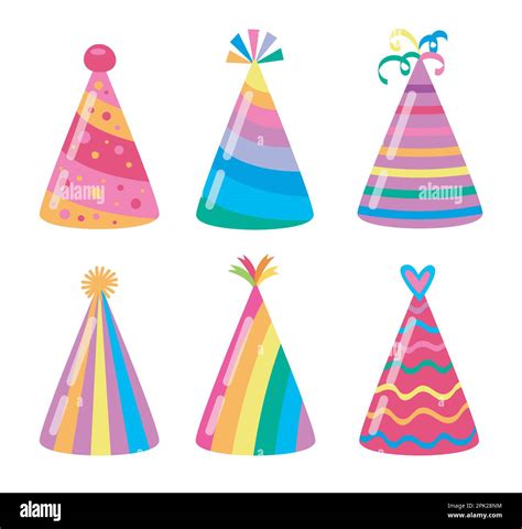 Birthday Party Hat Cartoon Illustration Set Stock Vector Image And Art