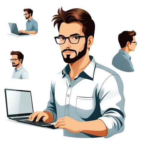 Software Developer Vector Set White Background Isolated A High
