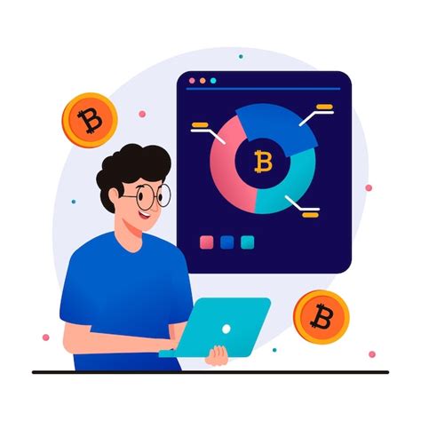 Premium Vector Man Reading Data To Analyze Bitcoin