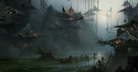 Artstation The Swamp Village Martin Deschambault Fantasy Landscape