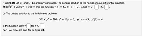 solved 1 point 1 let c1 and c2 be arbitrary constants
