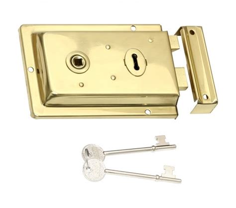 Prima Flanged Rim Lock Cw 2no Keys Polished Brass