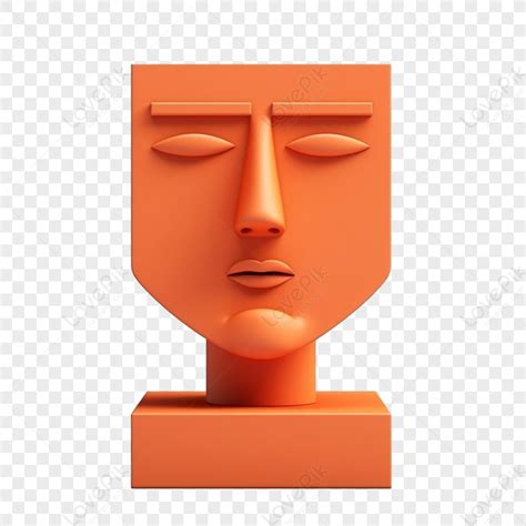 고립 된 얼굴 기하학적 모양으로 빈 3d 오렌지 연단플랫폼바위 Png 일러스트 무료 다운로드 Lovepik
