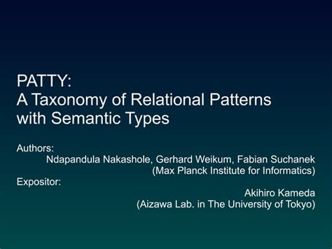 patty a taxonomy of relational patterns with semantic types ppt