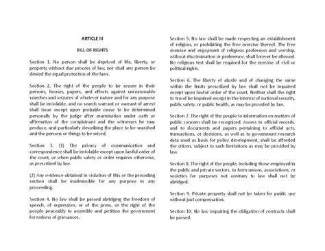 Article Iii Information Article Iii Bill Of Rights Section 1 No
