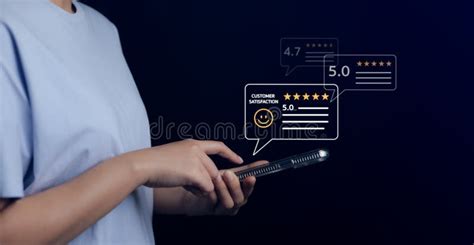 Customer Review Satisfaction Feedback Survey Concept User Give Rating To Service Excellent