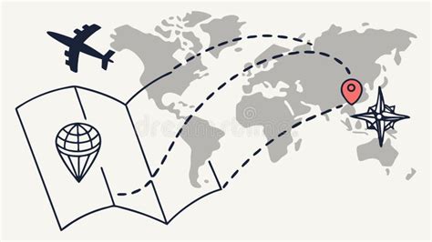World Map With Travel Icons Signifying Adventure And Global