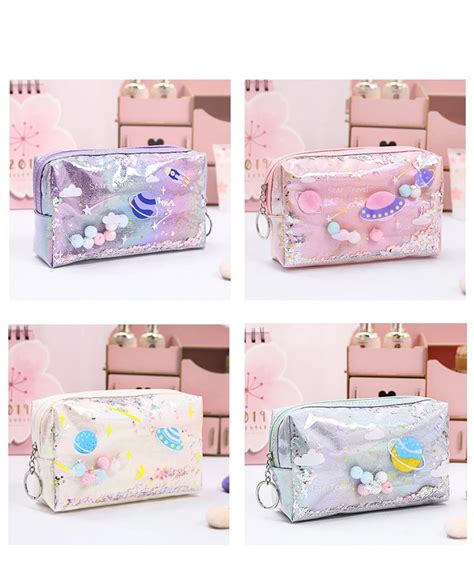 Большой Мраморный чехол для карандашей лазерная кожаная коробка для ручек большая косметичка