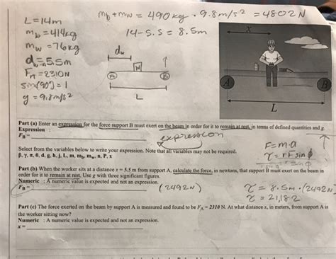 Solved I Need Help Finding An Expression For The Force That