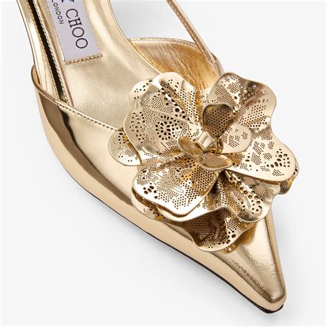 Mimmi Sling Back 50 Gold Liquid Metal Leather Slingbacks With Jimmy