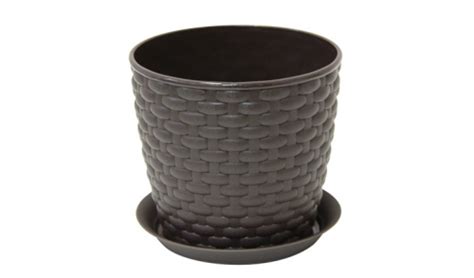 Кашпо Ротанг 4 7л с подд Коричневый ротанг уп 20