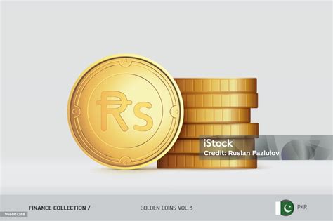 골드 동전입니다 현실적인 파키스탄 루피 동전 쌓아 동전의 근처에 서 웹사이트 웹 디자인 모바일 애플 리 케이 션 인포 그래픽에 대 한 금융 개념 0명에 대한 스톡 벡터 아트