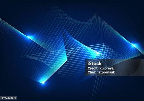 글로벌 인터넷 네트워크 연결 기술은 사업을 확장하기 위한 추상적인 배경을 가지고 있습니다 그라데이션의 입체감을 높이기 위해 겹쳐진 벡터 기하학적 모양으로 진한 파란색 톤을