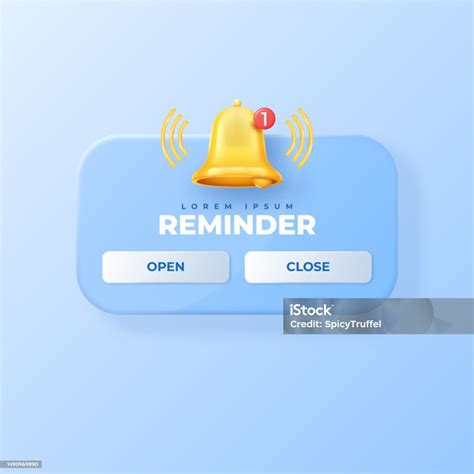 3d 알림 아이콘입니다 알림을 알립니다 모바일 메시지 달력 배너입니다 날짜 또는 시간 벨입니다 웹 사이트 렌더링 인터페이스 요소입니다 알림 징글 버튼을 열거나 닫습니다 벡터