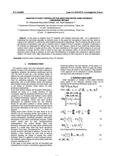 Adaptive Pi Fuzzy Controller For Induction Motor Using Feedback Linearizing Method