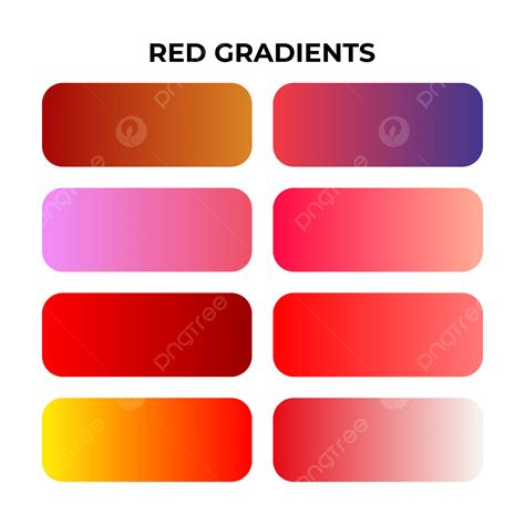 Set Of Red Gradient Color Palette Vector Color Scheme Vector Palette