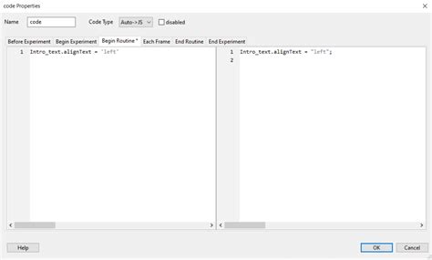 Align Text Component To The Left Builder Psychopy
