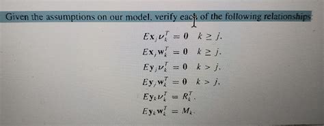 Solved State Space Modeling Equestions Will Be Used Kalman