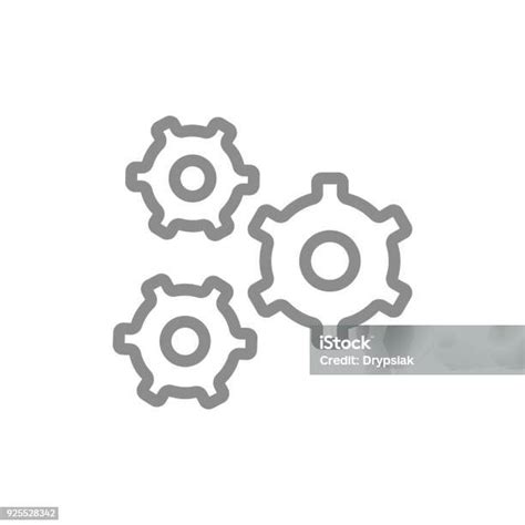 간단한 피니언 기어 휠 메커니즘 라인 아이콘 기호와 기호 벡터 일러스트 레이 션 디자인 흰색 배경에 고립 개발에 대한 스톡 벡터 아트 및 기타 이미지 Istock