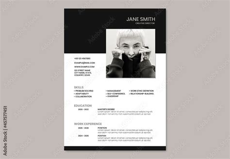 Creative Fashion Editable CV Layout Stock Template Adobe Stock