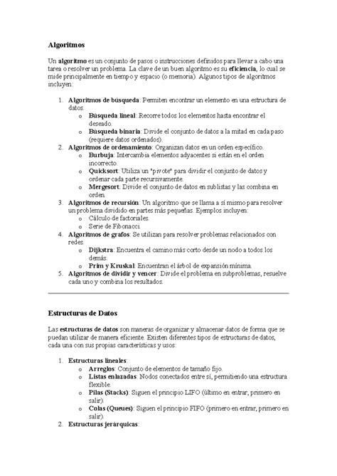 Taed 2 Resumen Taller De Algoritmos Y Estructura De Datos Ii Algoritmos Un Algoritmo Es Un