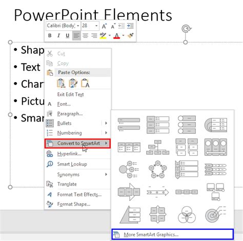 SmartArt Basics Convert Bulleted Text To SmartArt In PowerPoint Presentations Glossary