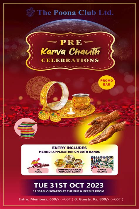 Pre Karva Chauth Celebration Tue 31st Oct 2023 1130 Am Onwards At The Pub And Permit Room The