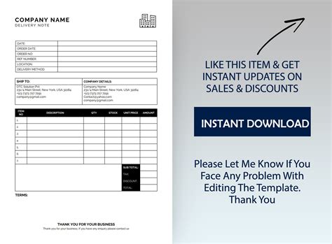 Delivery Note Modern Delivery Note Example Digital Delivery Note