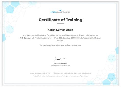 Karan Kumar Singh On Linkedin Internshala Training Development
