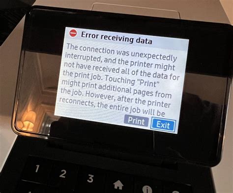 Error Receiving Data After All First Time Print Jobs From Hp
