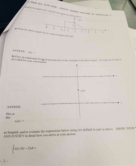 Solved For Parts A C Consider The Signal X T Plotted Chegg