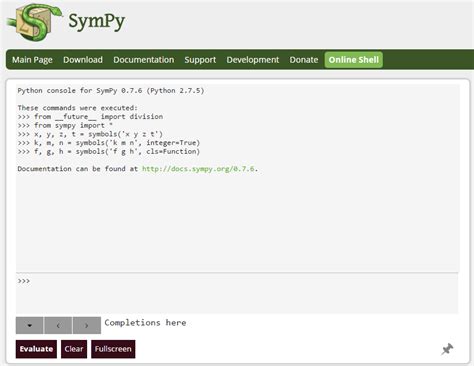 sympy live una consola de python online numython