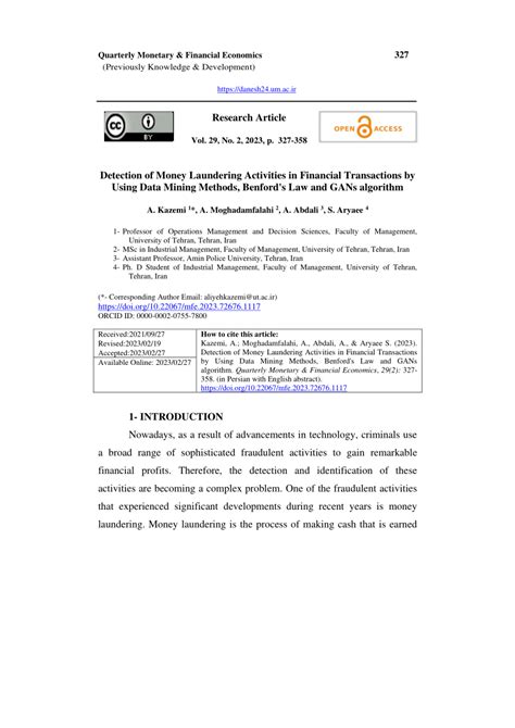 Pdf Detection Of Money Laundering Activities In Financial