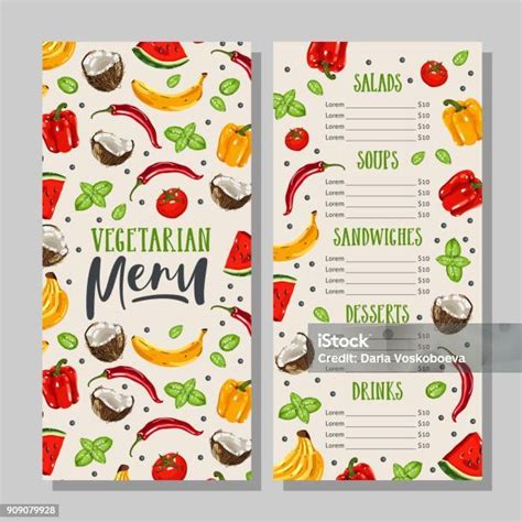 손으로 쓴된 붓글씨와 채식 음식 메뉴 템플릿입니다 건강 한 농장 음식입니다 손으로 그린 야채 그리고 과일입니다 개체 그룹에 대한 스톡 벡터 아트 및 기타 이미지 Istock